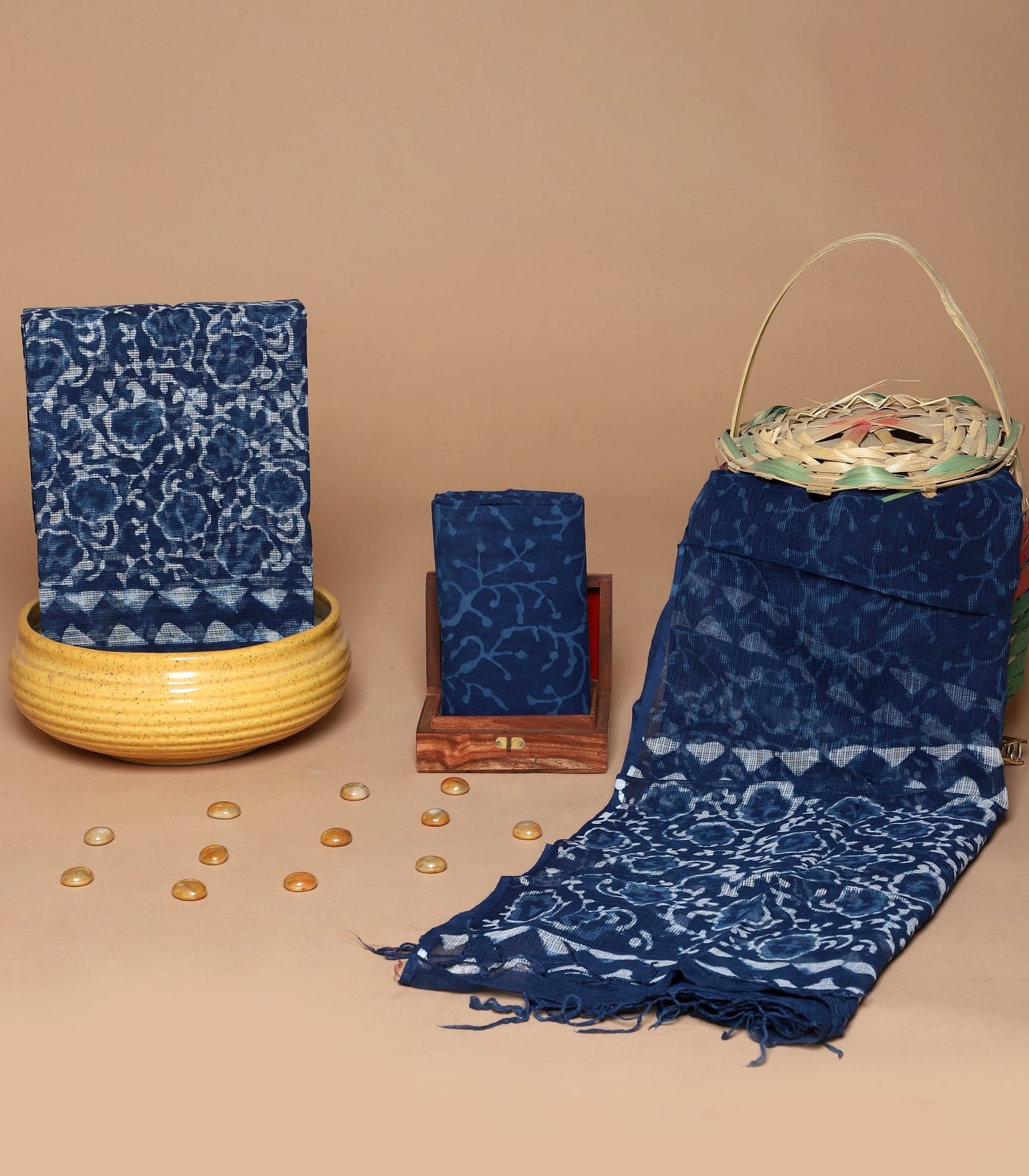 Block Print Kota Doriya Suit - Silkgram Textiles