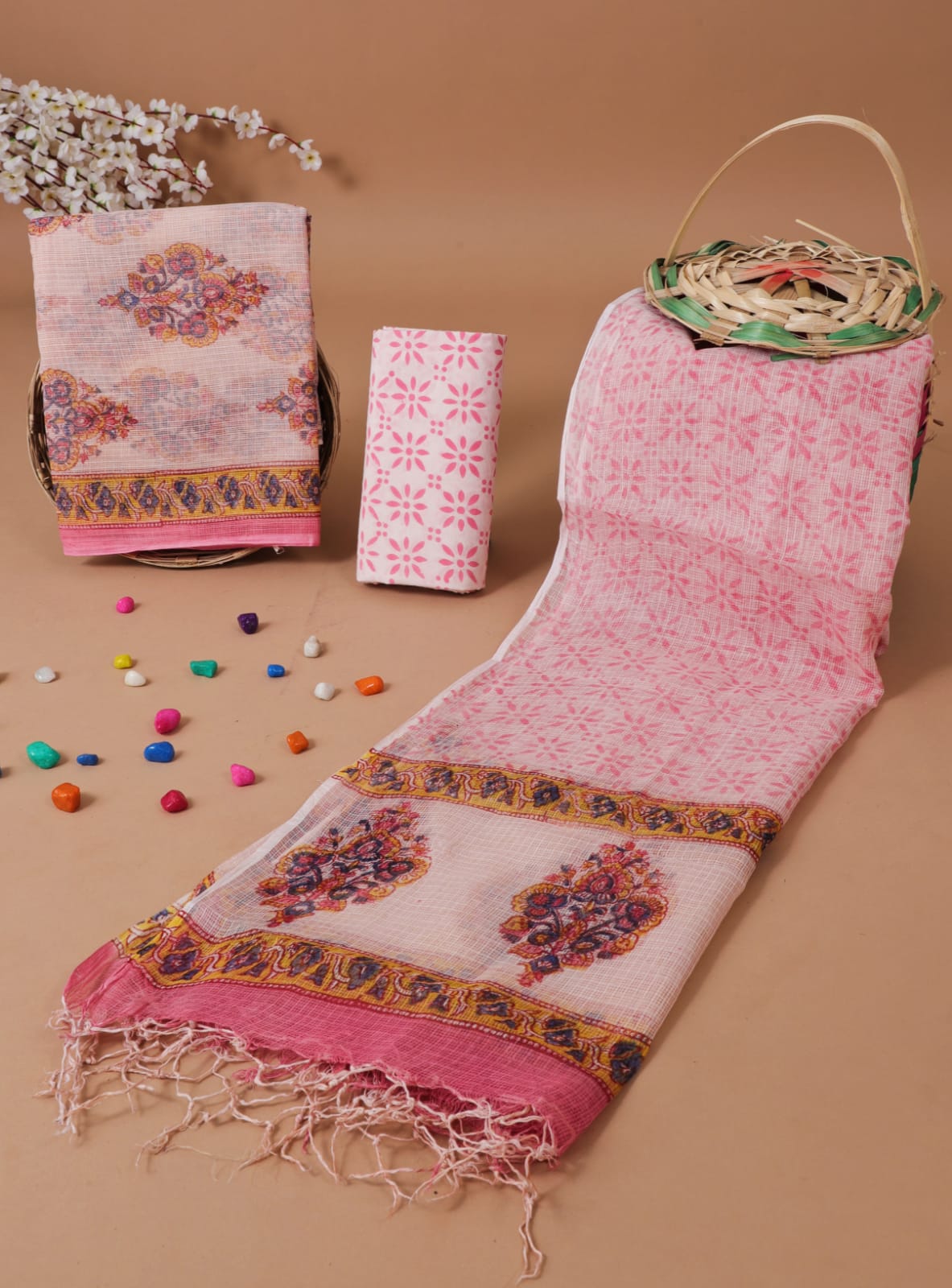 Block Print Kota Doriya Suit - Silkgram Textiles